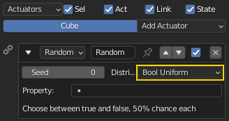 Random Actuator — UPBGE Manual